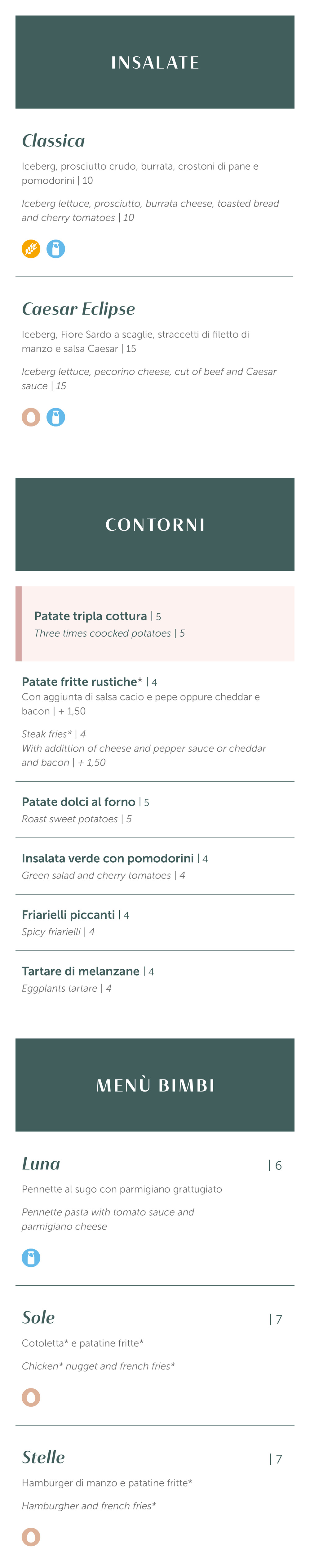 Pranzo e cena | Eclipse